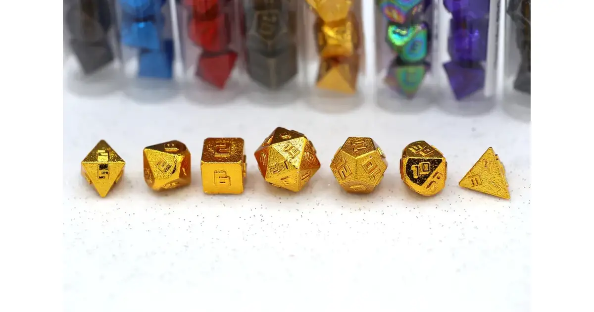 Mini Metal Dice Polyhedral Dice Set 10mm - Gold | DND Dice | Gaming ...